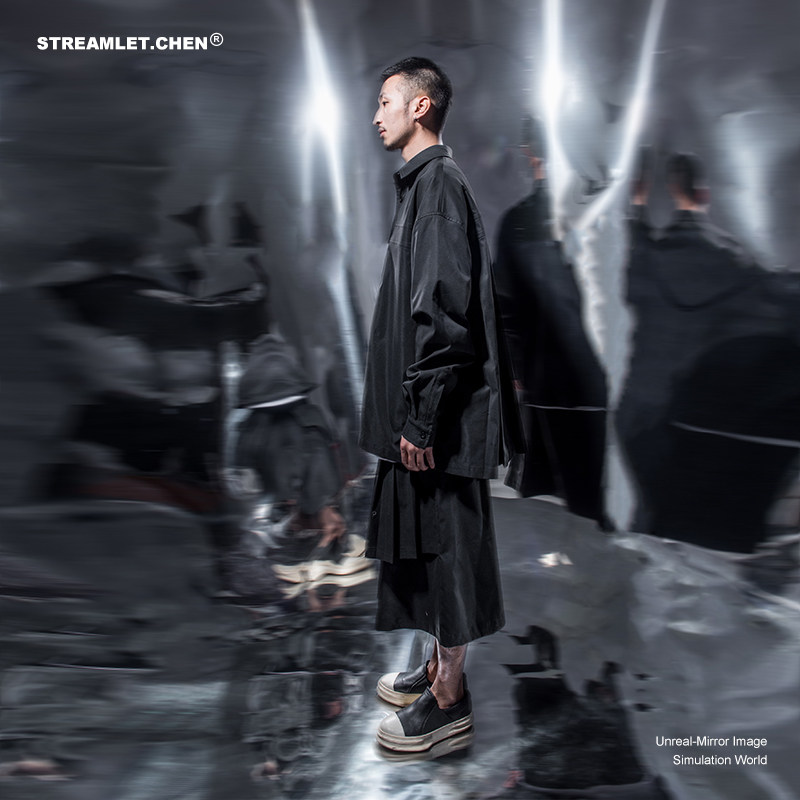 STREAMLET.CHEN:LOUVER FOLD OVERSIZE PANTS/百叶褶廓形宽松裤_虎窝淘