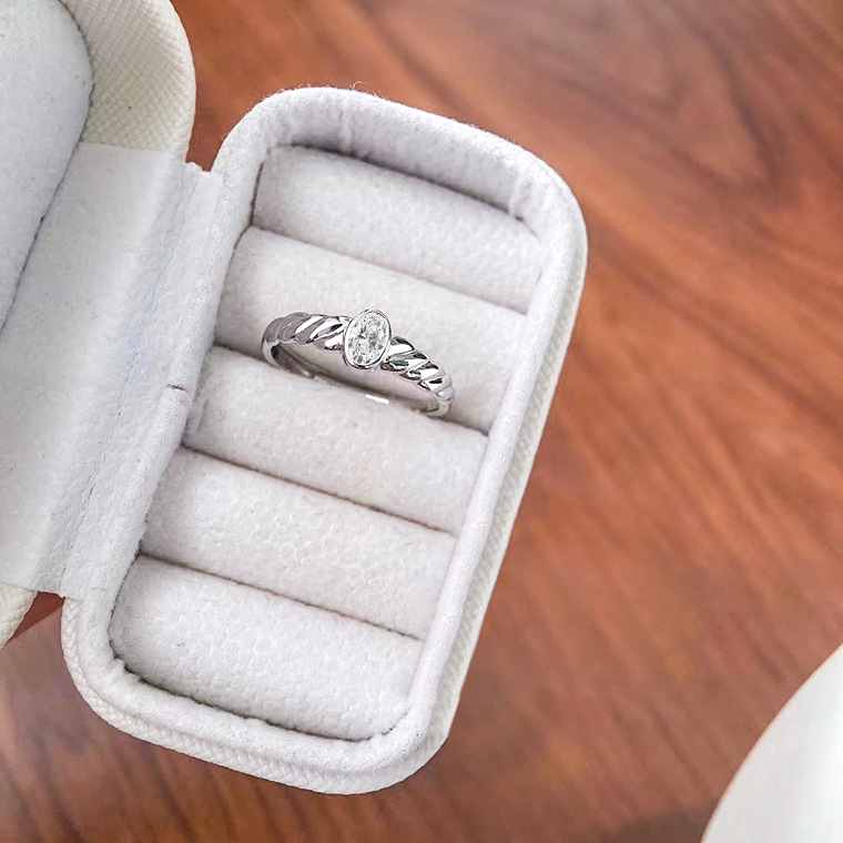 戒指精工ins风旦形马眼S925纯银小众设计级感戒指