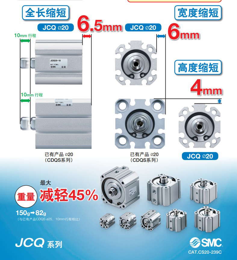 原装SMC气缸JCQ/JCQA/JCDQA32-40-50-63-10-15-20-25-30-40-50M9B_虎窝淘