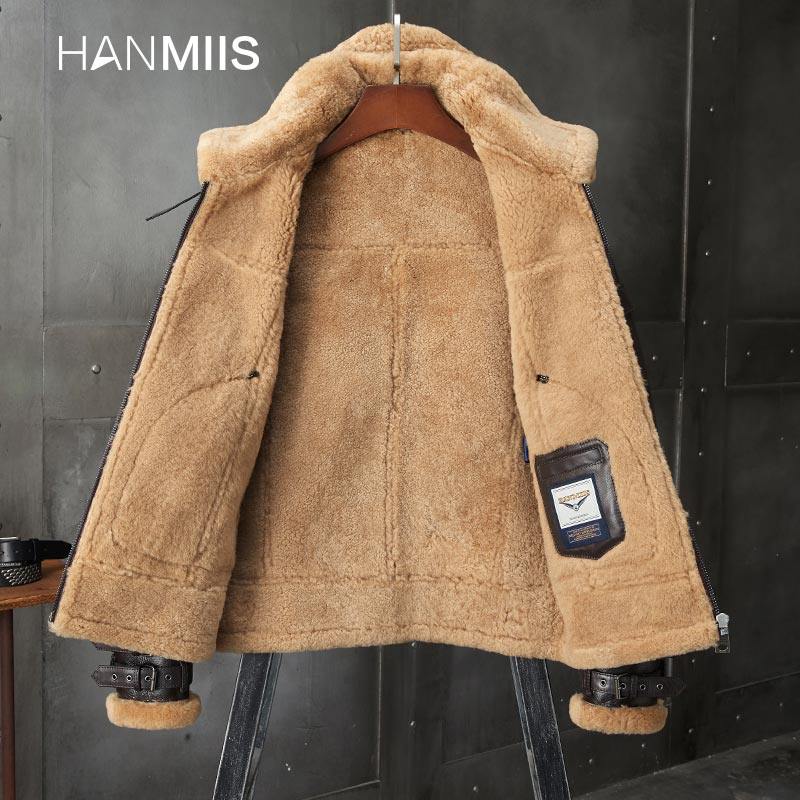 HMS霸气飞行服B3羊皮毛一体男皮草厚外套皮夹克机车真皮大衣皮衣_虎窝淘