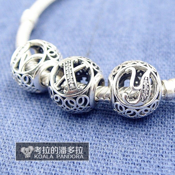 Pandora潘多拉26个字母手链串珠散珠子797462生日七夕情人节礼物_虎窝淘