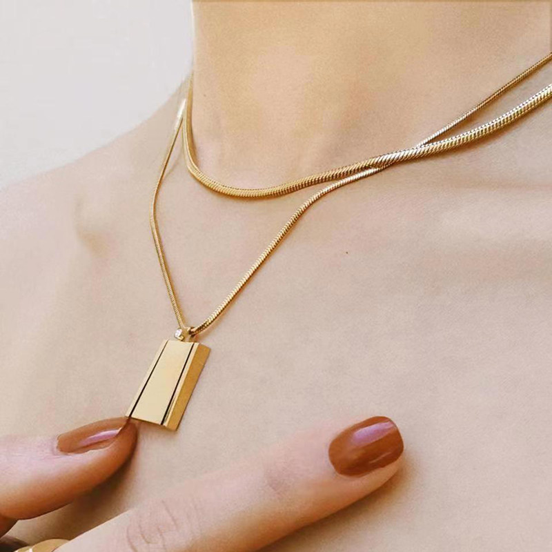官方授权ALP JEWELRY复古精致方形蛇骨链金色锁骨项链女原创设计_虎窝淘