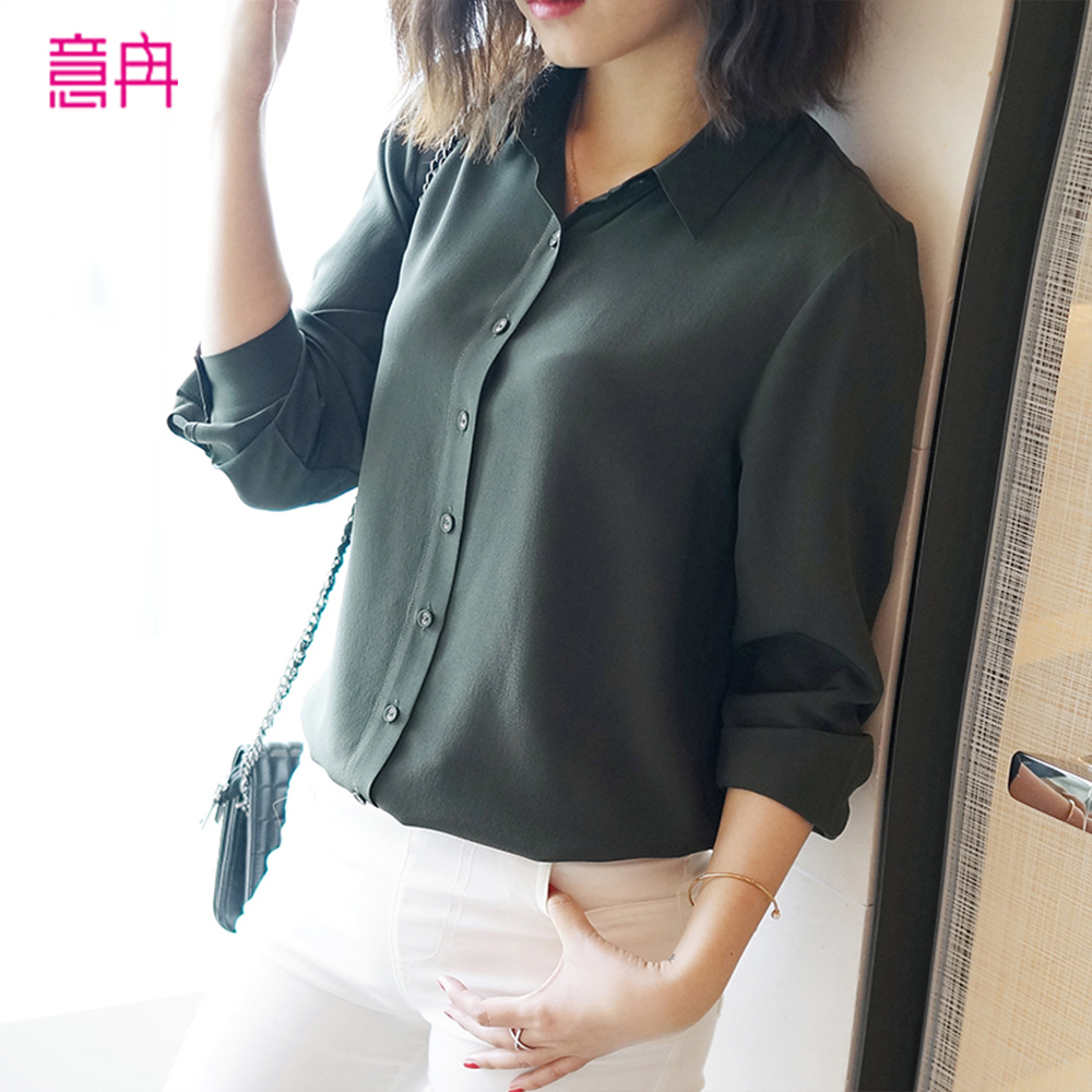 意冉高端红色真丝衬衫女高级感衬衣长袖新款杭州重磅桑蚕丝上衣_虎窝淘