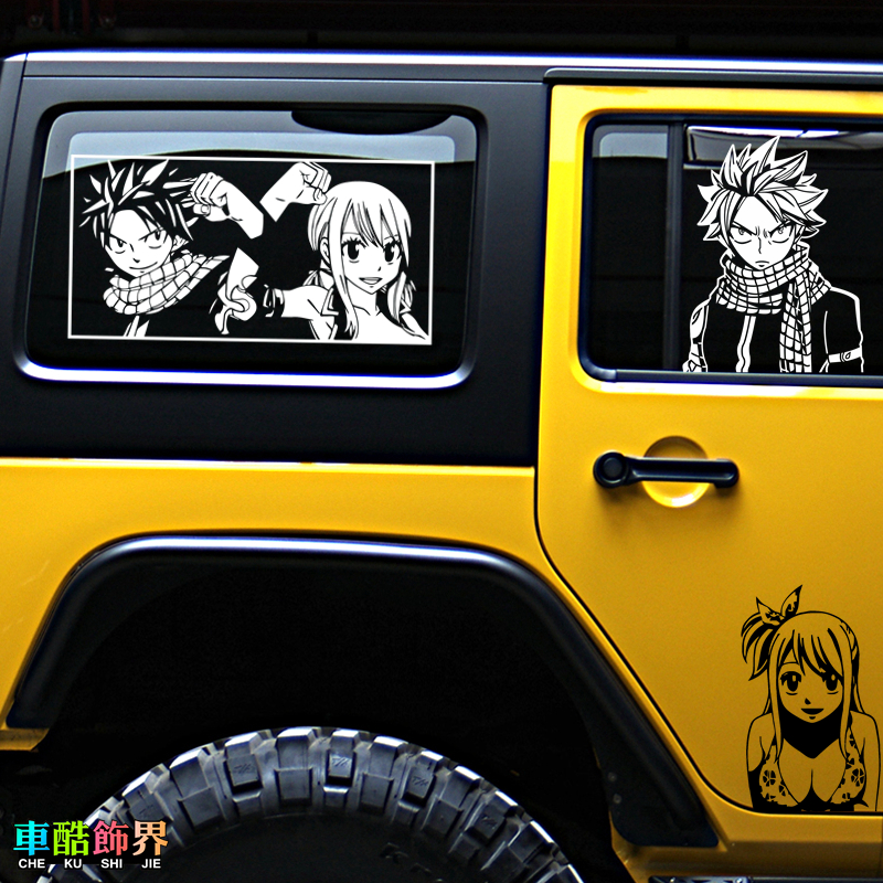 卡通动漫妖精的尾巴FAIRY TAIL纳兹露西哈比猫汽车机箱痛车贴纸_虎窝淘