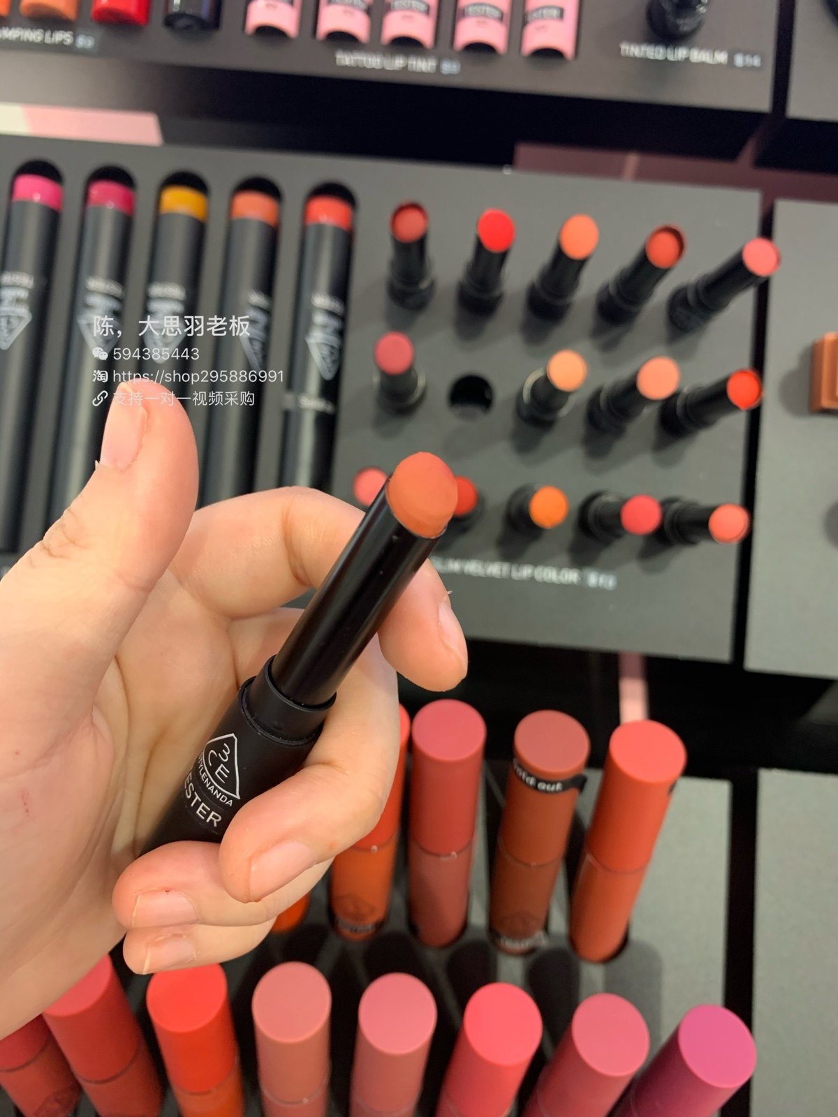 3ce细管烟管圆管口红丝绒铁锈红fluffy red/plain cheeky rose_虎窝淘