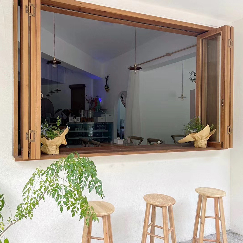 定制松木原木左右折叠窗纯实木多扇推拉折叠窗玻璃窗橱窗定制_虎窝淘