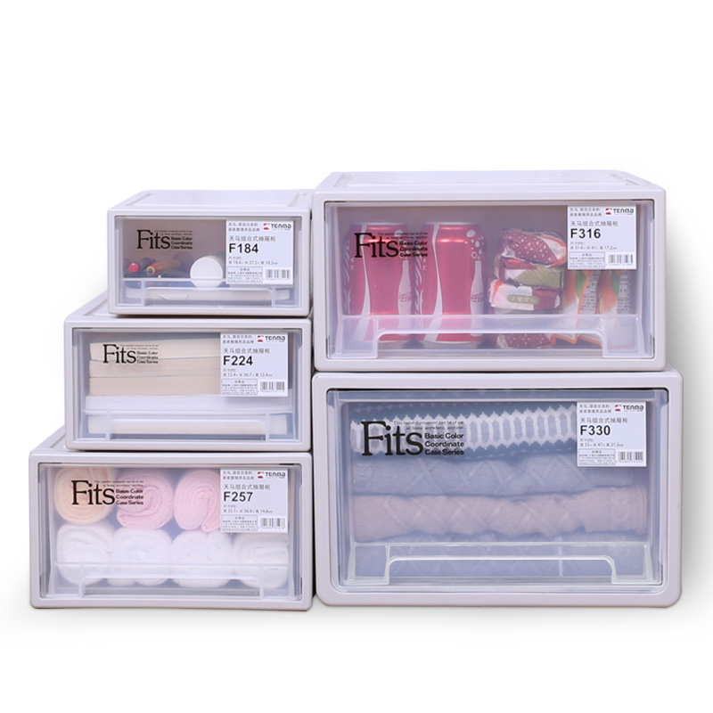 Tenma天马透明抽屉式收纳箱储物柜塑料收纳盒可叠加整理箱储物箱_虎窝淘