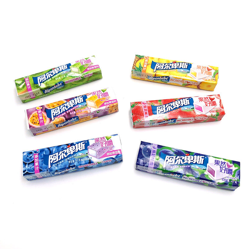 阿尔卑斯果然好嚼猕猴桃奇异果百香果蓝莓味水果软糖糖果零食47g_虎窝淘