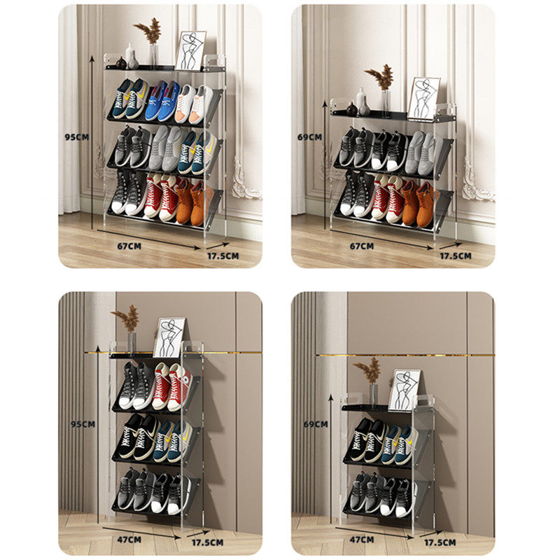 17cm超薄省空间家用收纳鞋架斜放式家用门口进门电梯口亚克力鞋架_虎窝淘