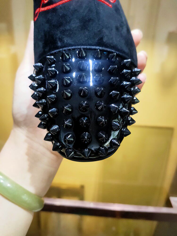 欧美AGZ Cl男鞋铆钉低帮红底单鞋电脑绣皮鞋时尚潮流绅士鞋运动鞋_虎窝淘