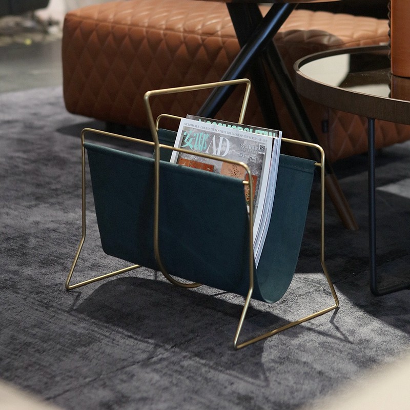 欧式创意皮质提手书报架现代简约落地杂志架置物架家居客厅收纳架_虎窝淘