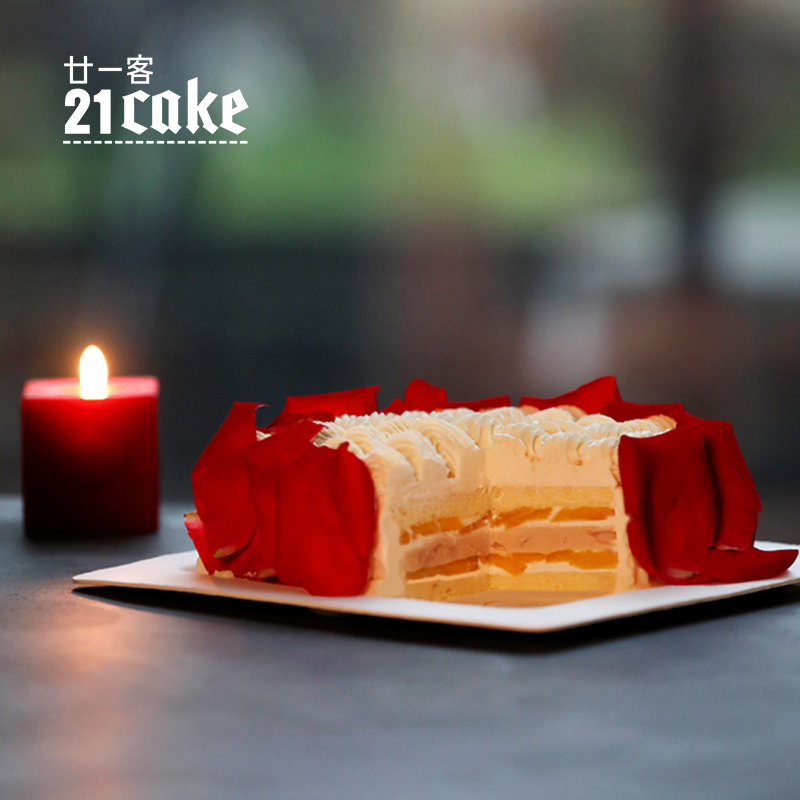 21cake深爱水果玫瑰夹心生日蛋糕纯动物奶油同城配送约会日蛋糕_虎窝淘