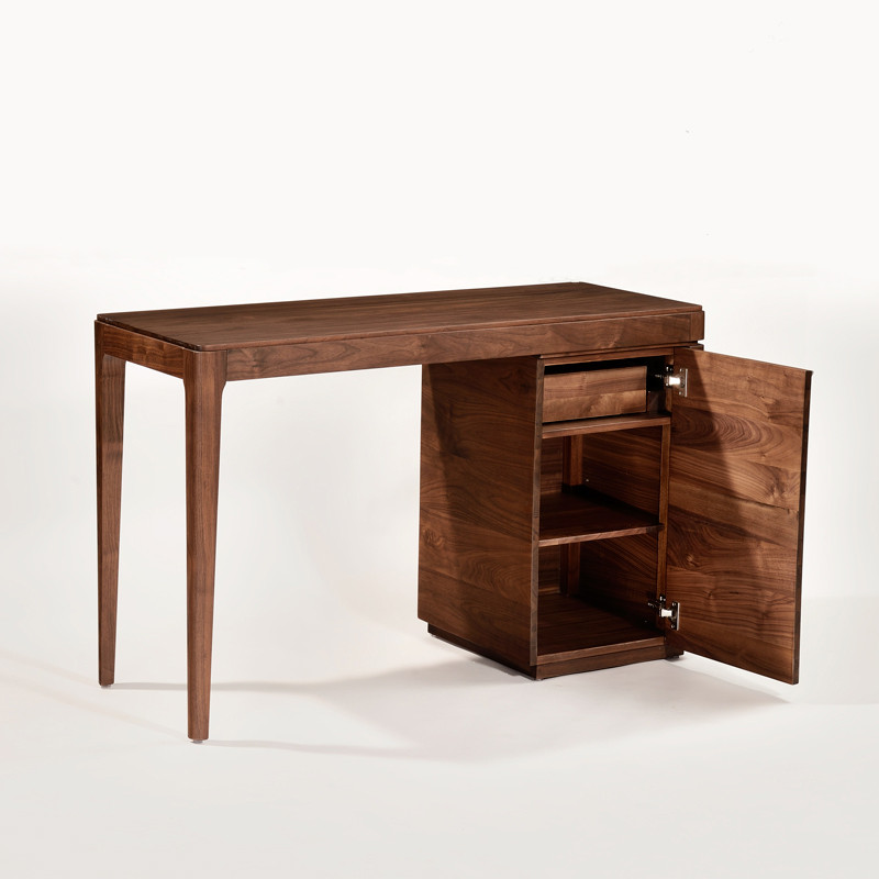 新中式书房家具轻奢书桌简约黑胡桃木写字台实木办公桌家用写字桌_虎窝淘