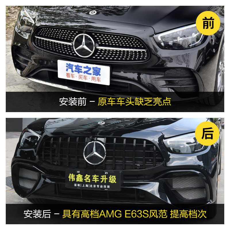 奔驰升级E63S大包围新E级E300L前铲尾翼E260L后唇中网AMG外观改装_虎窝淘