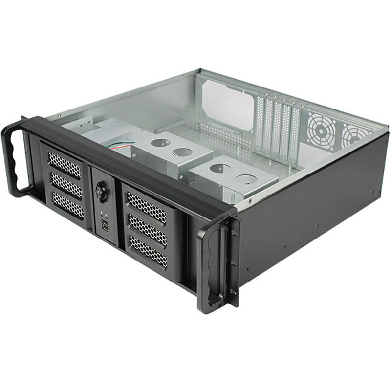 3U机箱铝双开门机架式短款MATX主板工控工业计算机监控录播服务器_虎窝淘