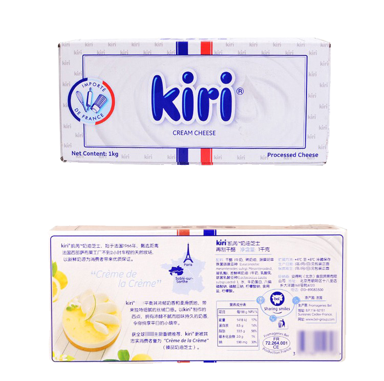 kiri凯瑞奶油奶酪芝士1kg*12块法国进口凯芮乳酪干酪烘焙商用整箱_虎窝淘