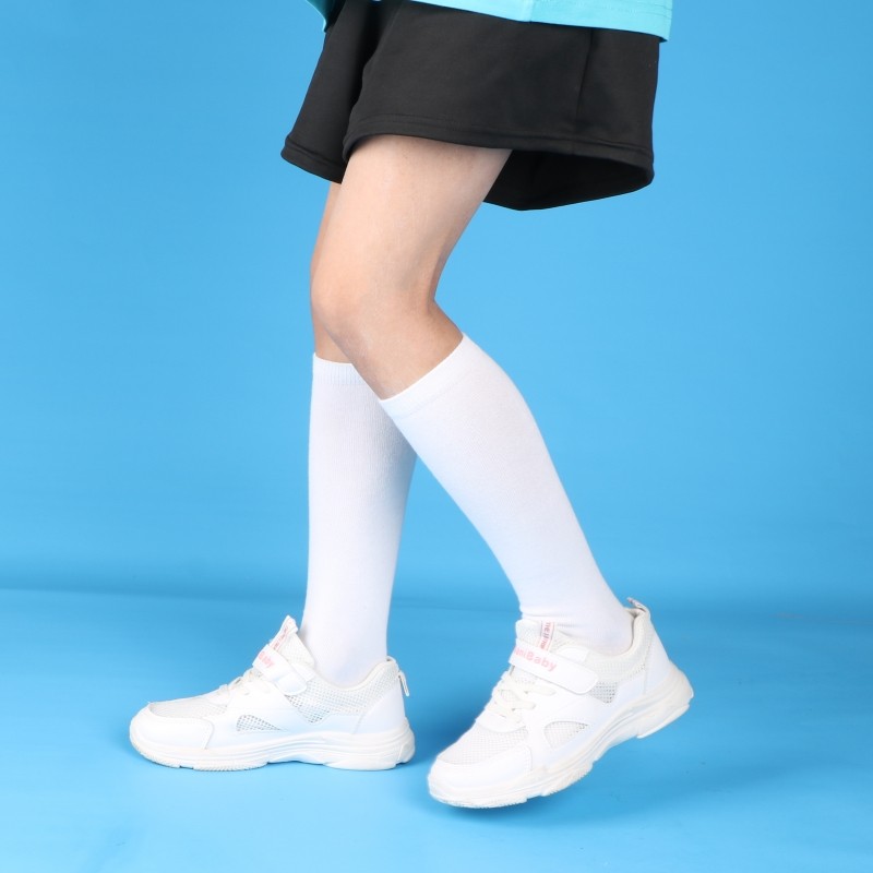 学生中筒校服袜春秋款半截袜女童半桶袜男童白色长筒袜儿童腿袜黑虎窝淘