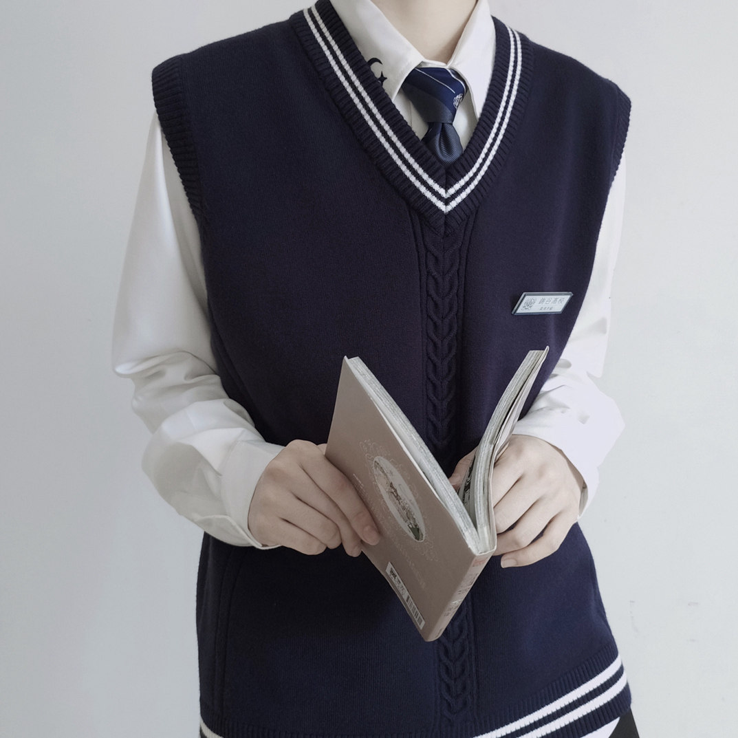 【刺篇原创】鋳谷高校 jk/dk制服正版条纹针织背心毛衣秋冬新款_虎窝淘