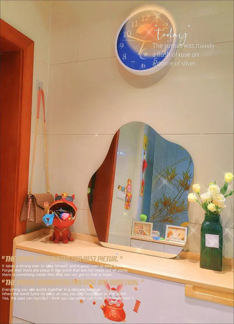 HD glass cloud special-shaped mirror paste wall without punching table ...