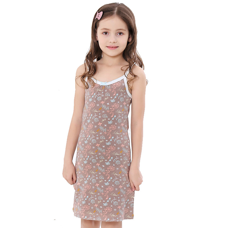 Adamifo女童睡衣睡裙短袖春夏季纯棉中大儿童薄款家居服全棉睡裙_虎窝淘