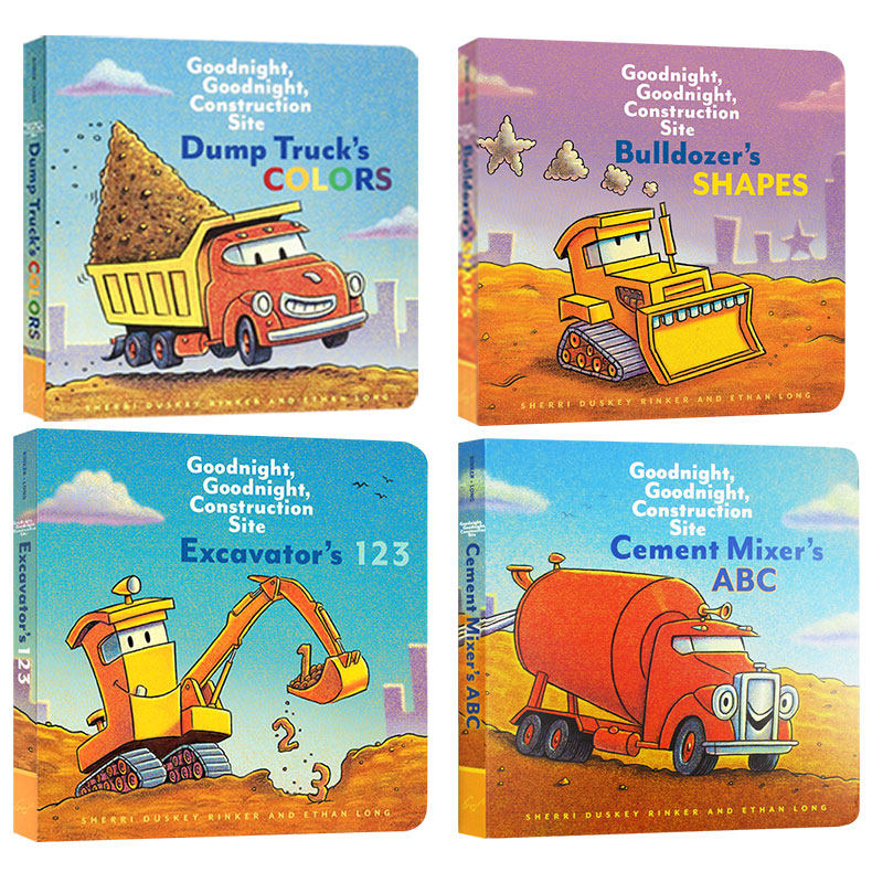 晚安工地上的车系列4册纸板书英文原版Goodnight Goodnight Construction Site ABC 123 Shapes ...