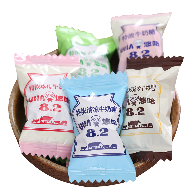 悠哈奶糖UHA牛特浓硬水果糖500g约100颗结婚庆喜糖果散装_虎窝淘