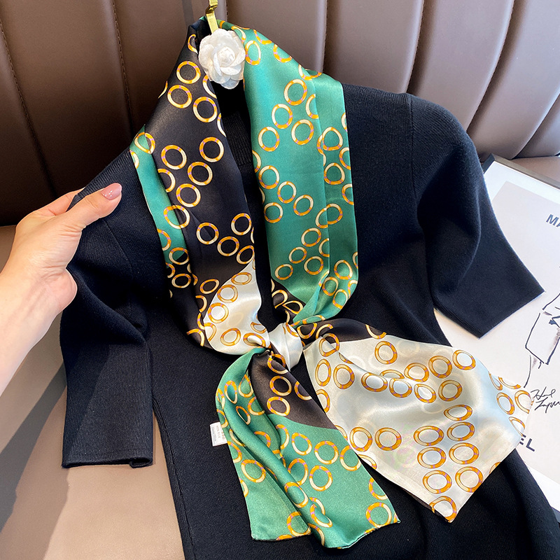 真丝丝巾女百搭装饰小领巾搭配衬衫领带巾小长条围巾扎头发小飘带_虎窝淘