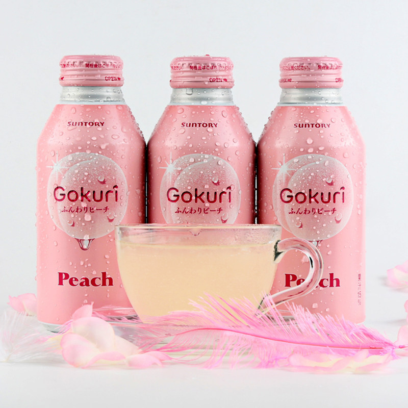 日本三得利Gokuri飘逸水蜜桃味果汁粉色高颜值少女心网红饮料包邮_虎窝淘