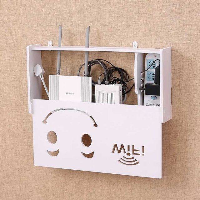 Wireless Wifi Router Storage Box PVC panel Shelf Wall Hangin_虎窝淘