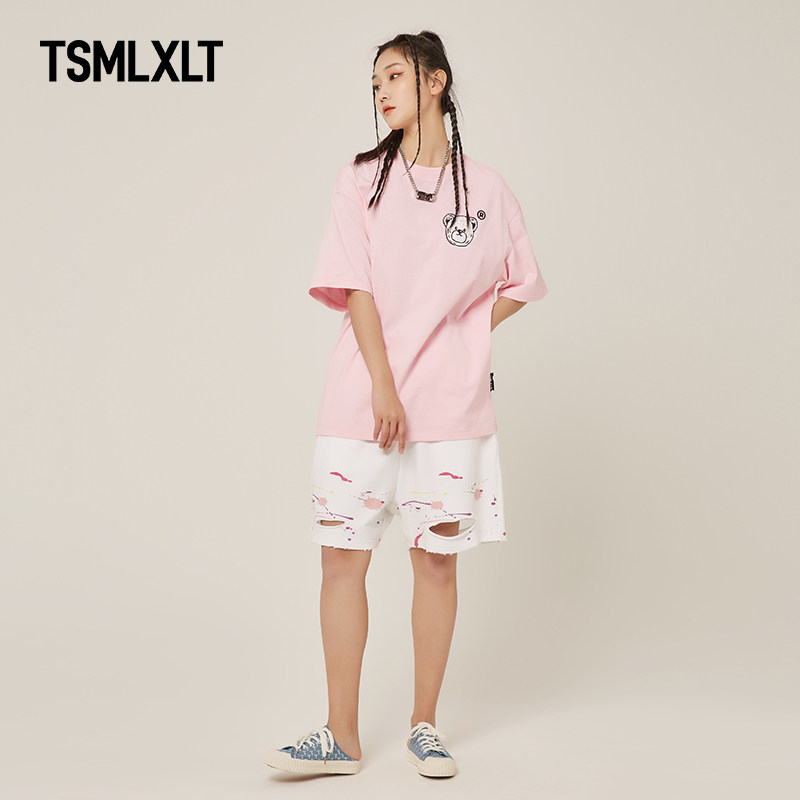 TSMLXLT【TT Bear系列】简约时尚百搭舒适宽松休闲短袖T恤情侣款_虎窝淘