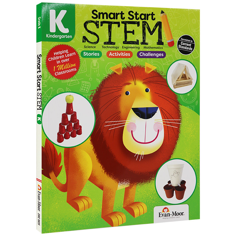 英文原版 Evan Moor Smart Start STEM PreK K G1聪慧启蒙跨学科3册套装美国加州教材幼儿园小学Science ...