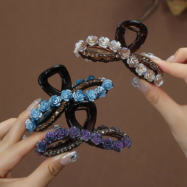 Romantic rose! Hair clip on the back of the head! High-end hair clip ...