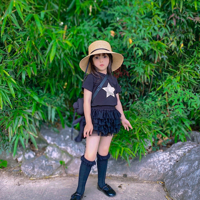 xixbaby0夏季新款儿童tutu短裙超酷女童黑色蛋糕裤裙纯棉短袖T恤_虎窝淘