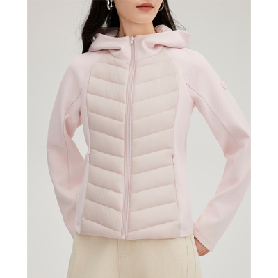 艾莱依奥莱轻薄羽绒服新款修身显瘦拼接连帽内搭秋冬搭配鸭绒保暖