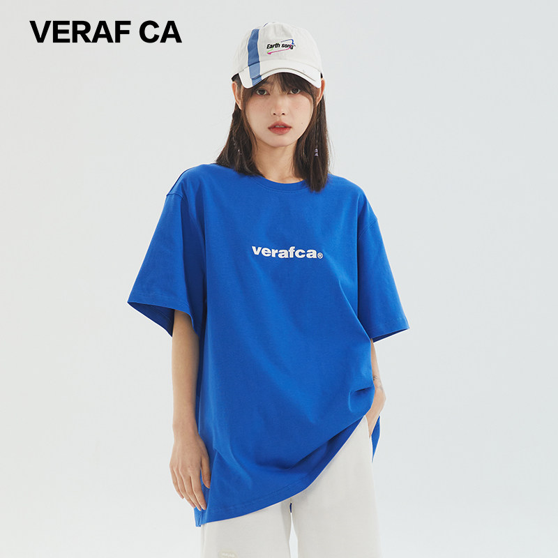 VERAF CA多色基础字母短袖男女夏季宽松潮流T恤休闲上衣情侣装_虎窝淘