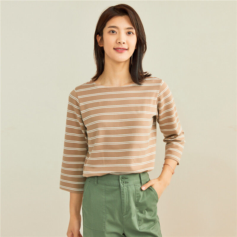 佐丹奴T恤女装双面布船领七分袖T恤 05321629_虎窝淘