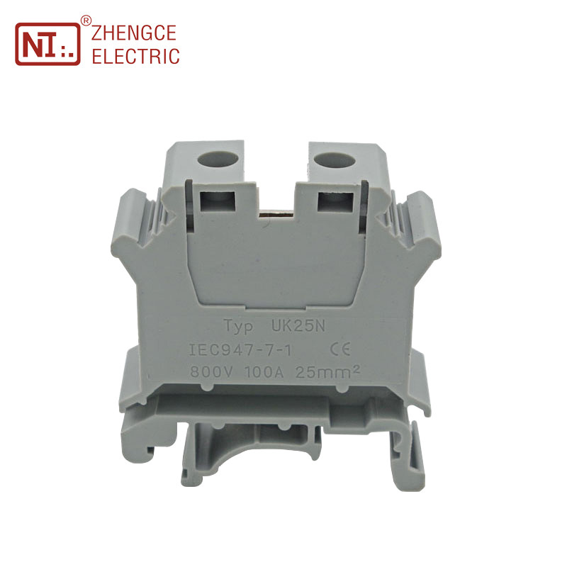 正策UK-25N电压接线排接线端子25MM平方大电流导轨式纯铜件连接器_虎窝淘