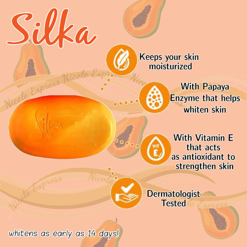 Silka Orange Papaya Skin Whitening Soap135g木瓜面部背部香皂_虎窝淘