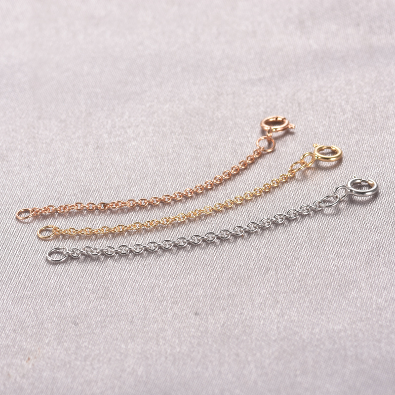 纯18K金加长链项链延长密O链au750黄白玫瑰金彩手链圆O尾链调节链_虎窝淘