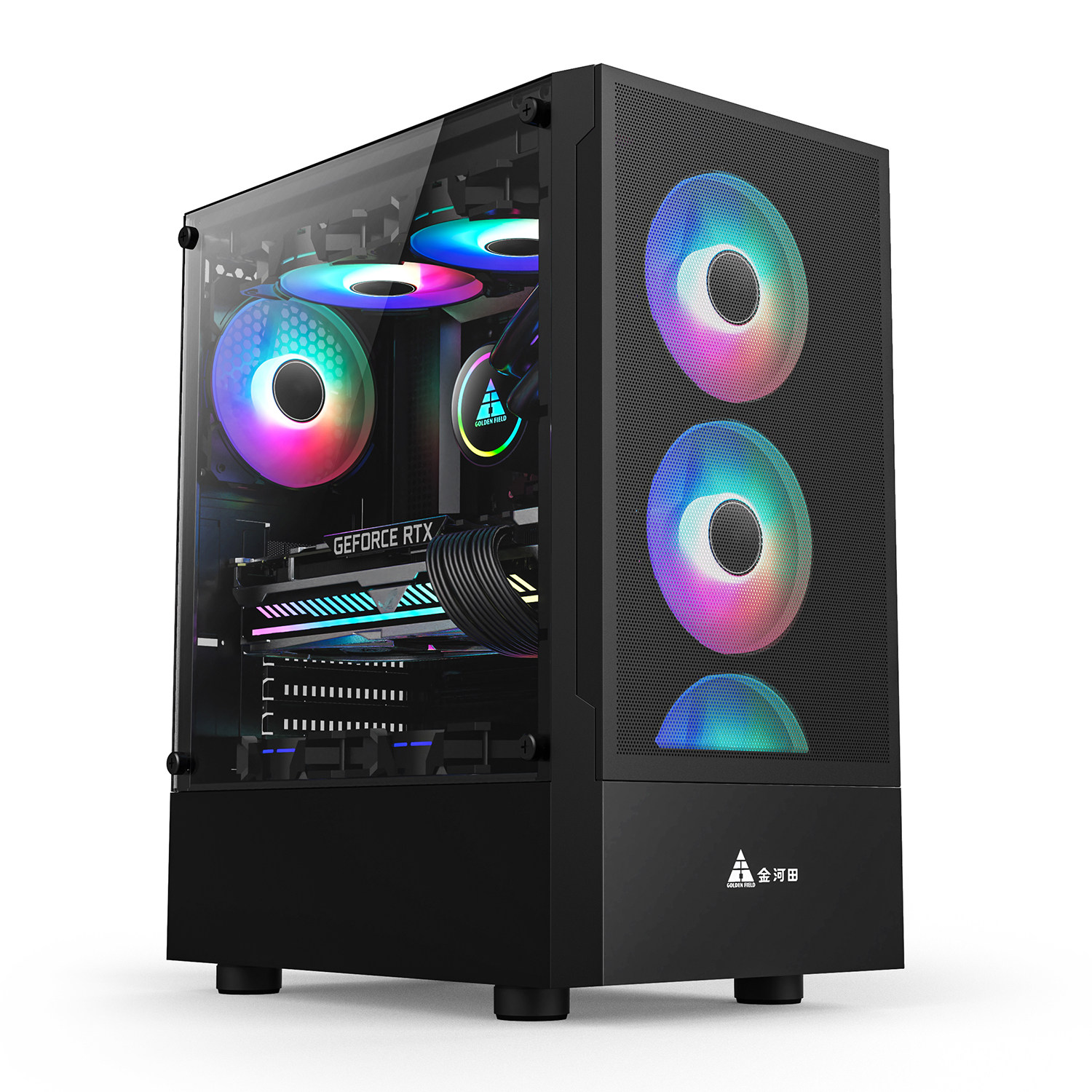 金河田预见N39电脑机箱台式DIY全侧透游戏水冷E-ATX大板背线机箱_虎窝淘