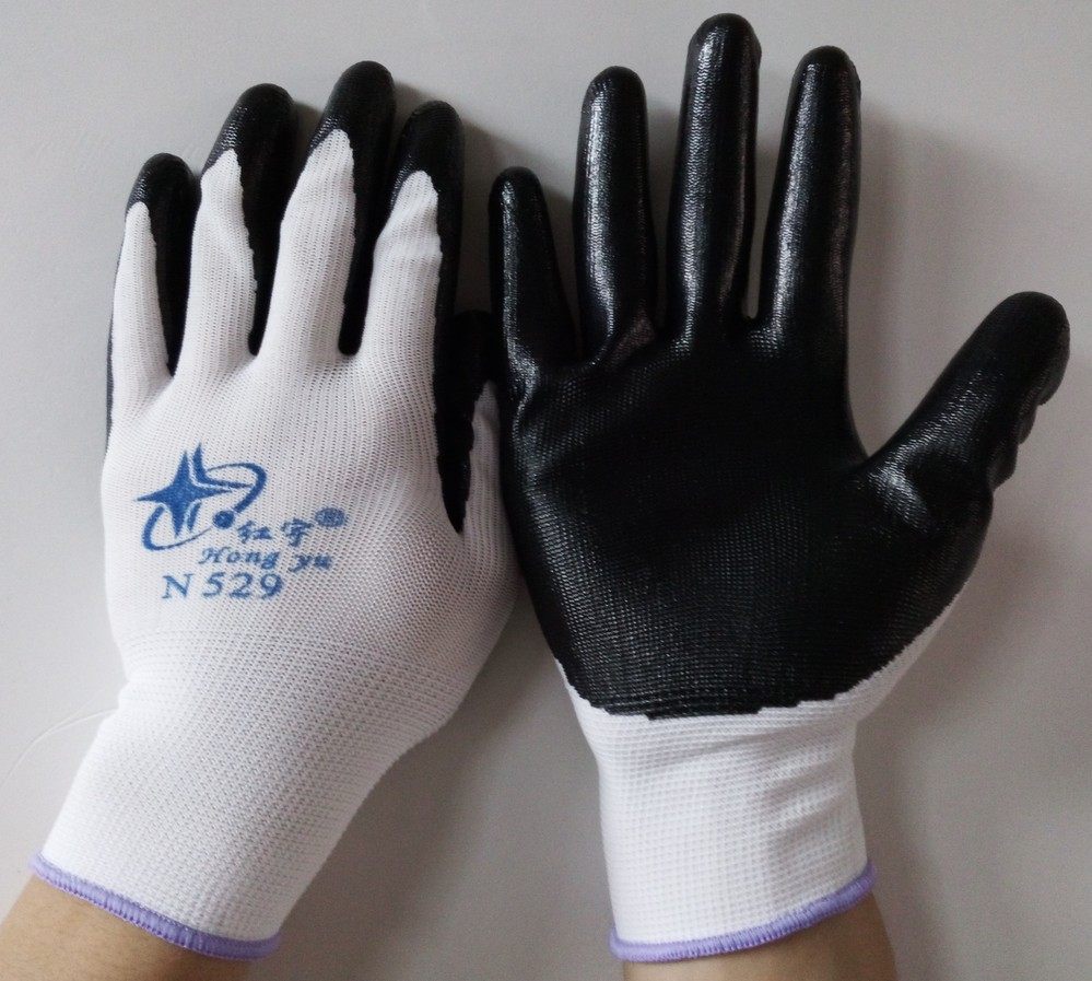 12付包邮星宇N528黑丁青N518手套耐磨防油耐酸碱劳保手套_虎窝淘
