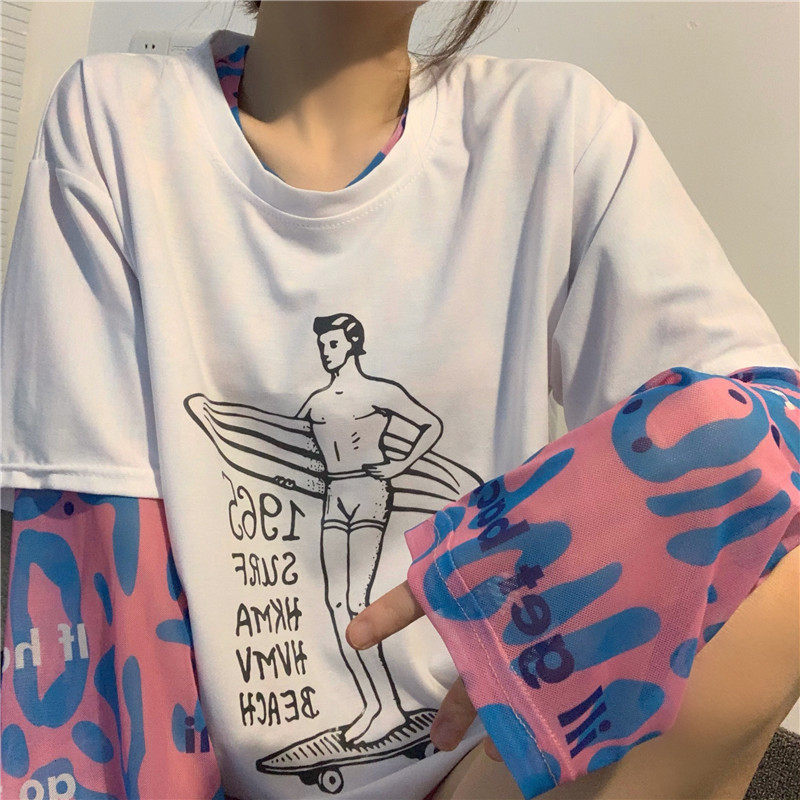 字母宽松t恤女薄款夏季新款防晒罩衫网纱打底衫套头长袖上衣夏_虎窝淘