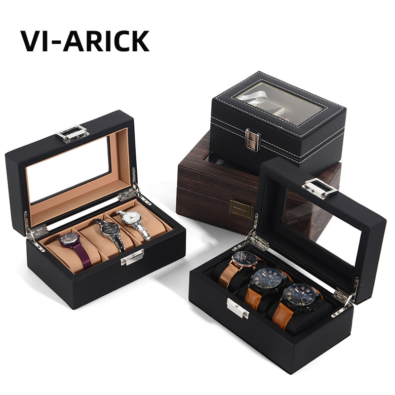 VI-ARICK手表收纳盒碳纤维3位手表盒包装盒展示盒机械表收纳盒_虎窝淘