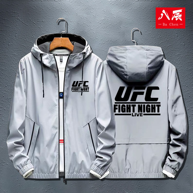 UFC格斗连帽夹克 MMA混合格斗武术男士拳击运动训练上衣大码拉链_虎窝淘