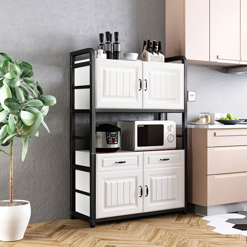 厨房储物柜落地多层置物架放锅微波炉烤箱电饭煲收纳架子家用碗柜_虎窝淘
