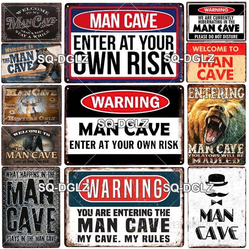 [SQ DGLZ] New Warning Man Cave Enter At Your Own Risk Tin S_虎窝淘