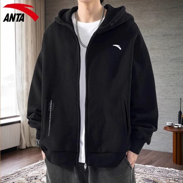 Anta jacket men's hooded top summer 2025 new knitted casual cardigan ...