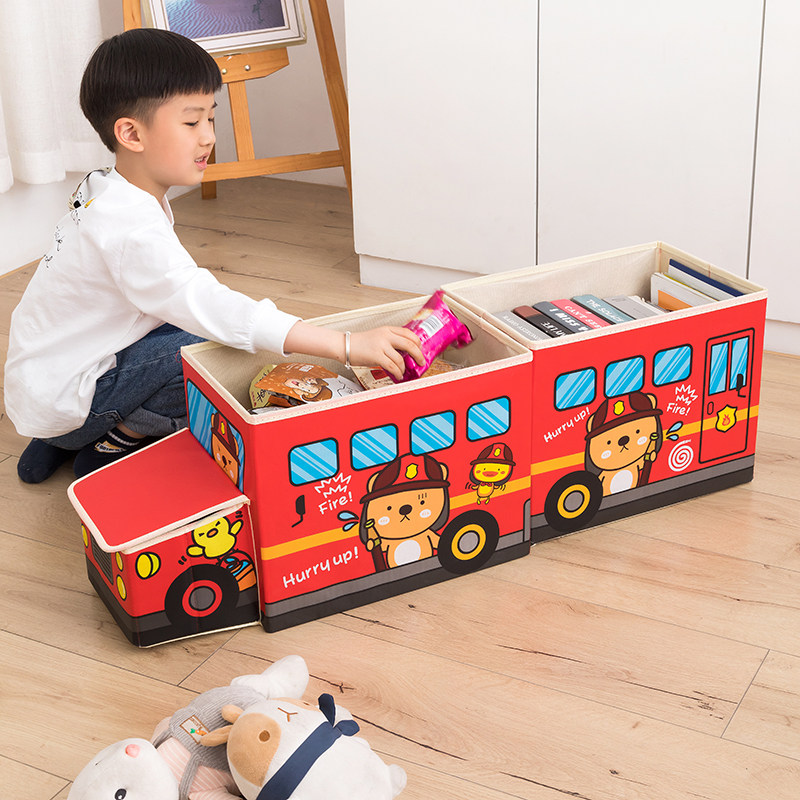 儿童玩具收纳箱筐小汽车储物翻盖折叠零食书本大容量可坐收纳神器_虎窝淘