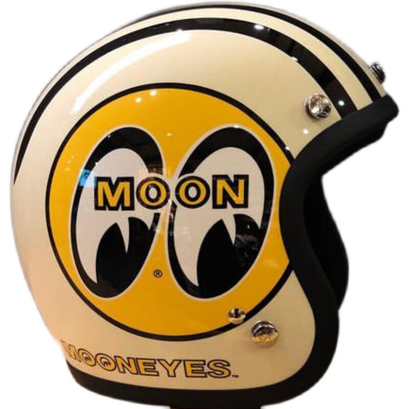 台湾Gallop Mooneyes头盔复古半盔芬克鼠大眼睛笑脸Vespa摩托车女_虎窝淘