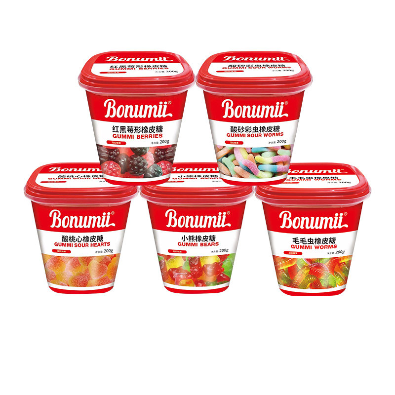 宝奴咪软糖酸砂彩虫小熊酸桃心橡皮糖200g*1袋水果糖零食网红软糖_虎窝淘